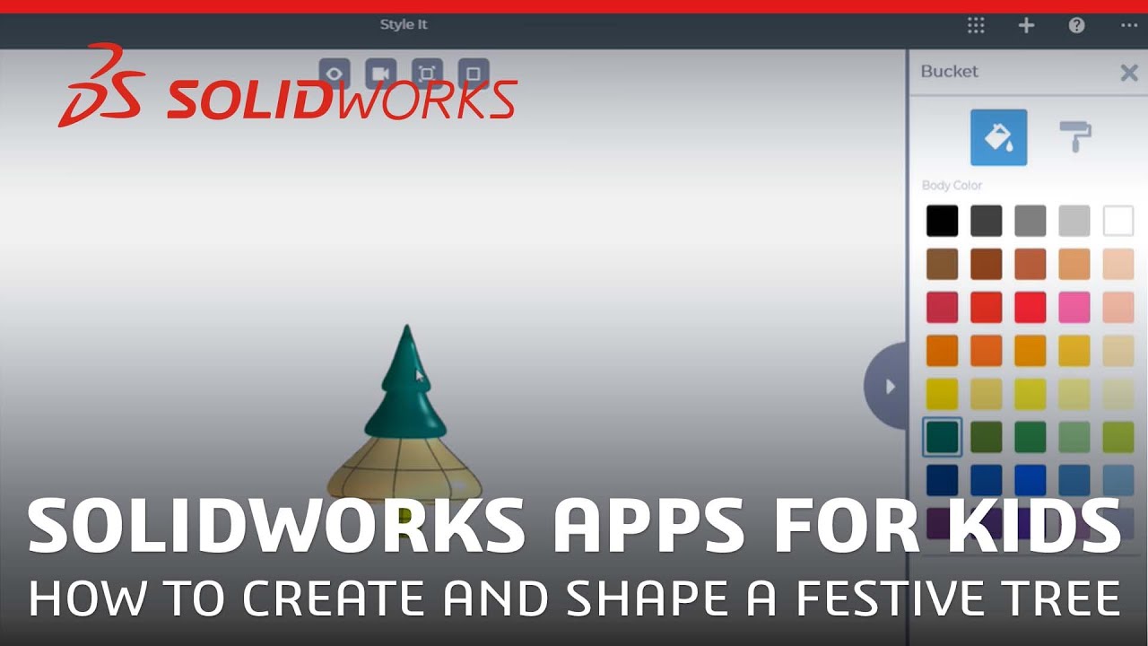 SOLIDWORKS Apps For Kids - How to create and shape a festive tree - YouTube
