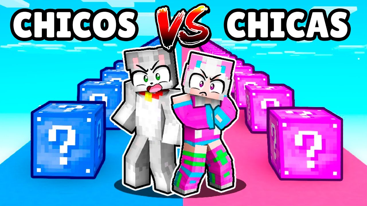 DESAFÍO de LUCKY BLOCK de CHICO vs LUCKY BLOCK de CHICA 😂 CARRERA DE ...