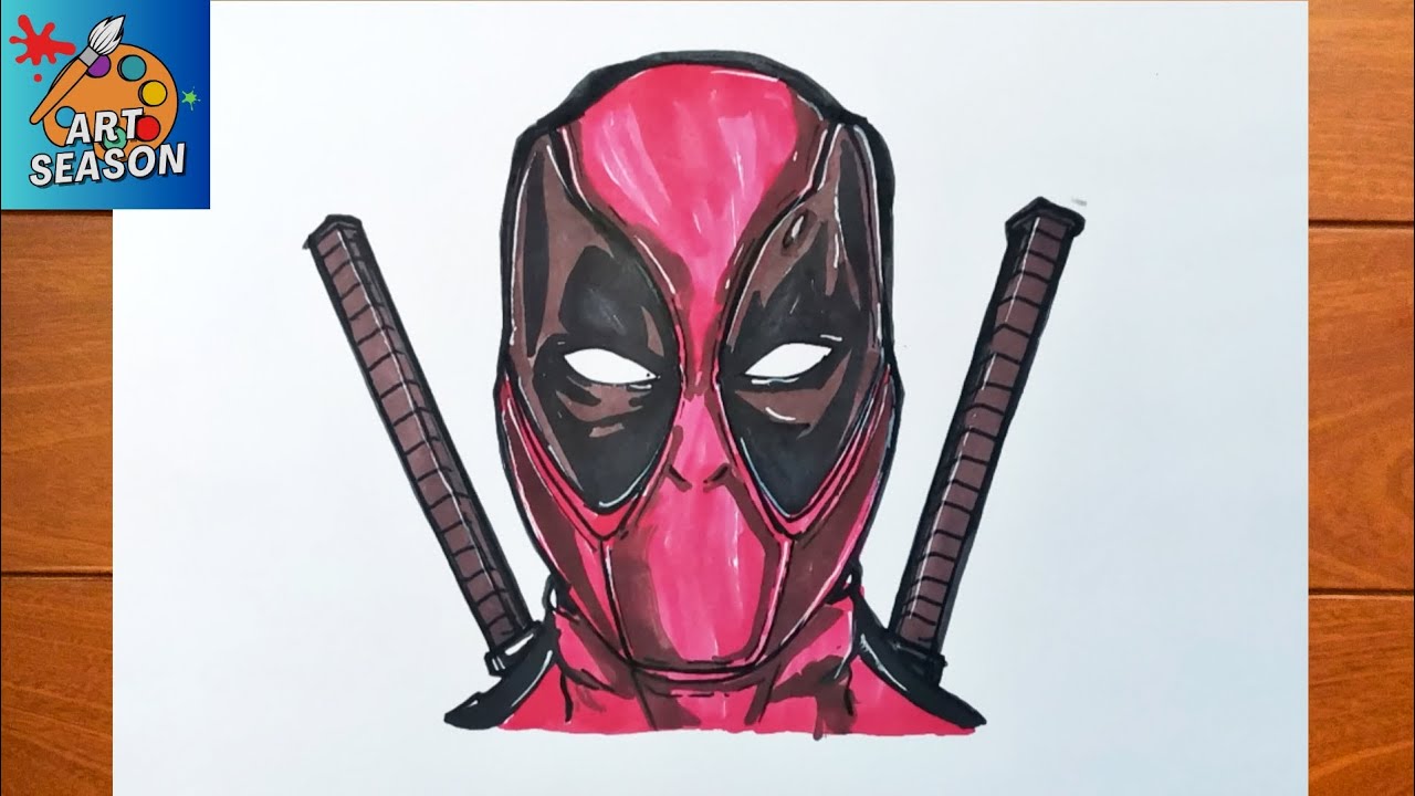 How to Draw Deadpool Face Step by Step - YouTube