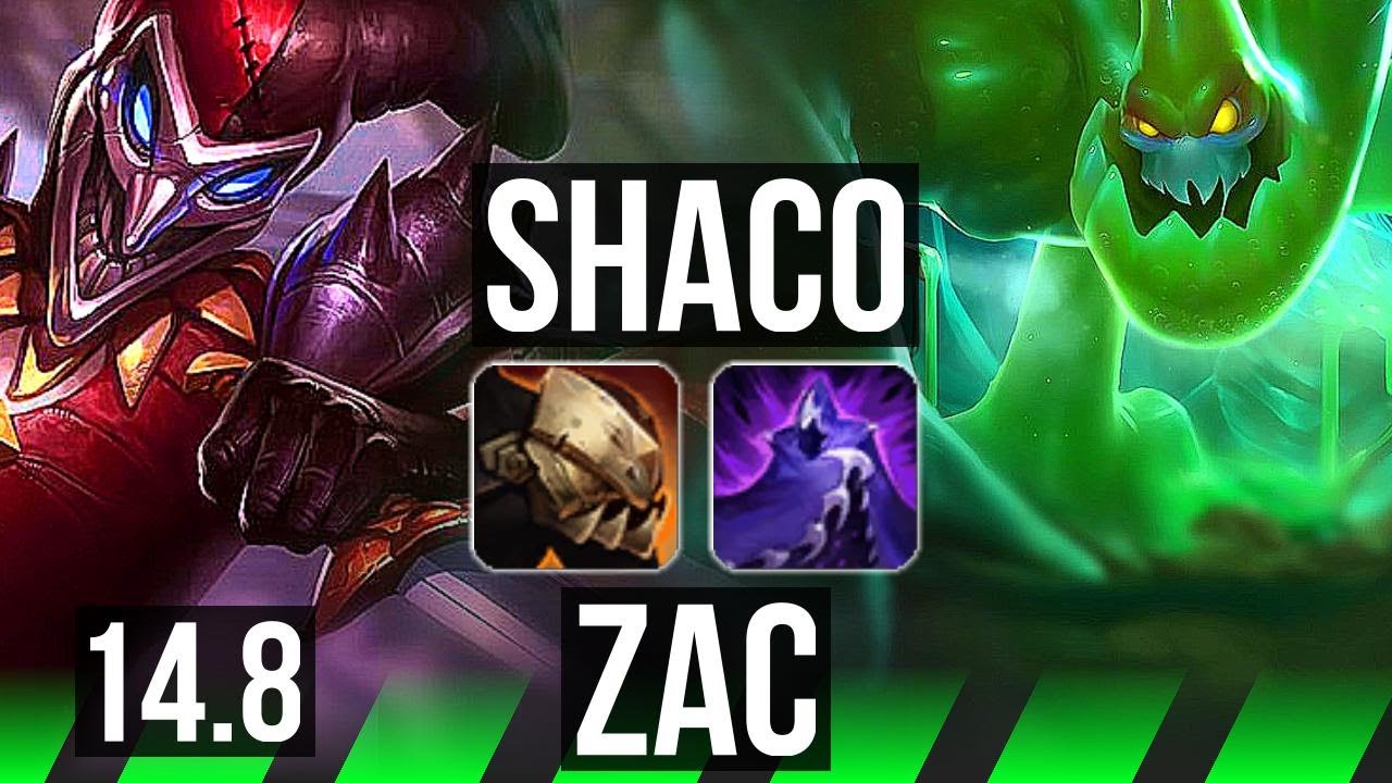 SHACO vs ZAC (JGL) | 9/0/10, Legendary, 800+ games | EUW Master | 14.8 ...