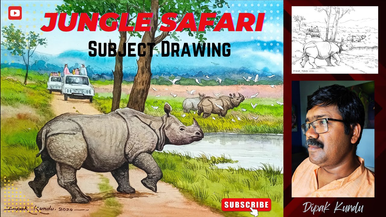 Jungle Safari Drawing Colour | Jungle Safari Drawing Easy | Jungle ...