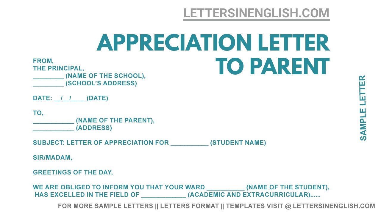 Appreciation Letter To Parents From School For Ward s Achievement YouTube Appreciation Letter To Parents From School For Ward s Achievement YouTube