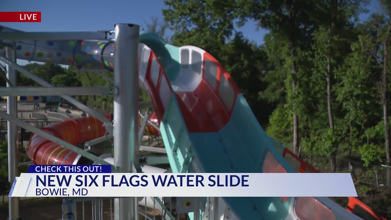 Six Flags America opens new water slide in Maryland - YouTube