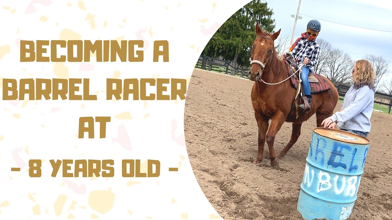 8 YEAR OLDS FIRST BARREL RACING LESSON | HORSE GROOMING & CARE FOR ...