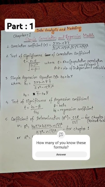 Important Formula | Simple Correlation and Regression Analysis Formula ...