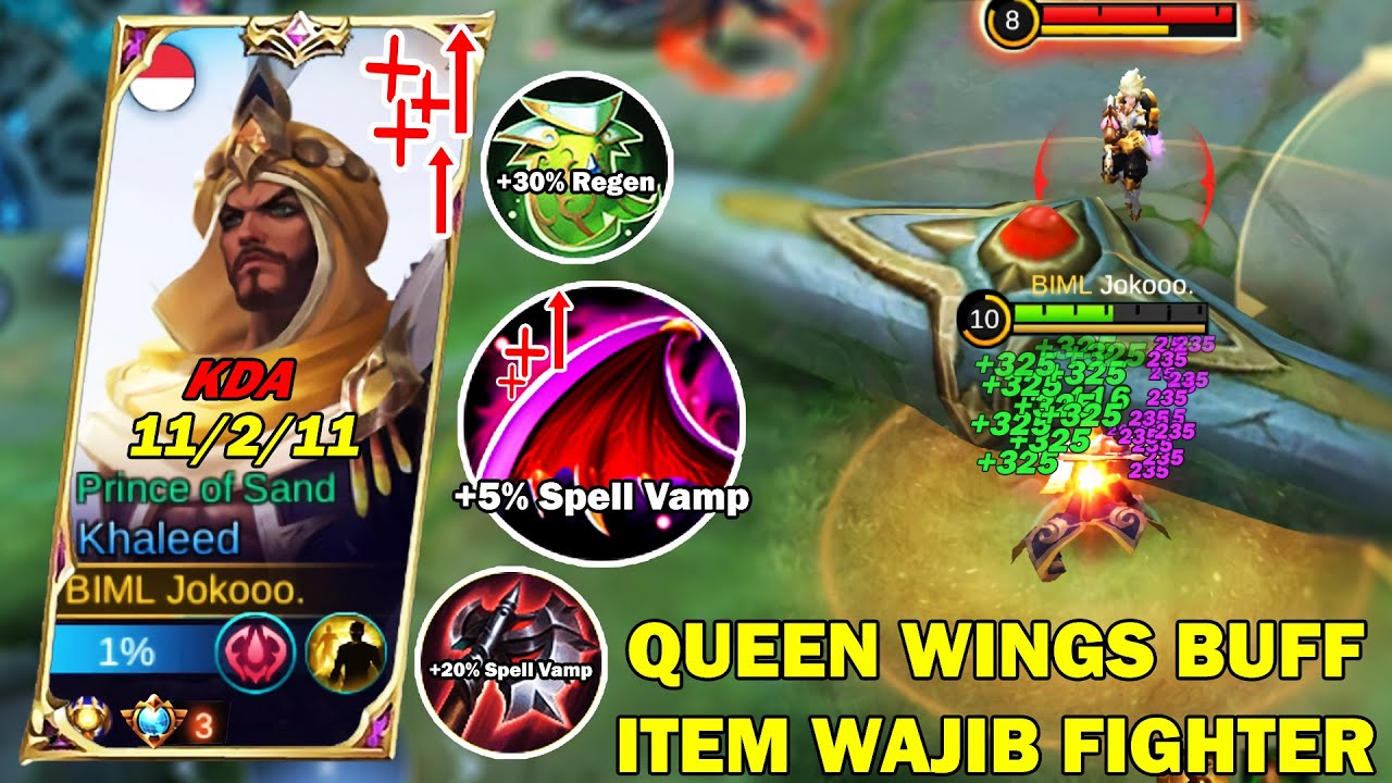 PERFECT BUILD KHALEED AFTER BUFF 🔥 QUEEN WINGS JADI ITEM WAJIB 🔥 BUILD ...