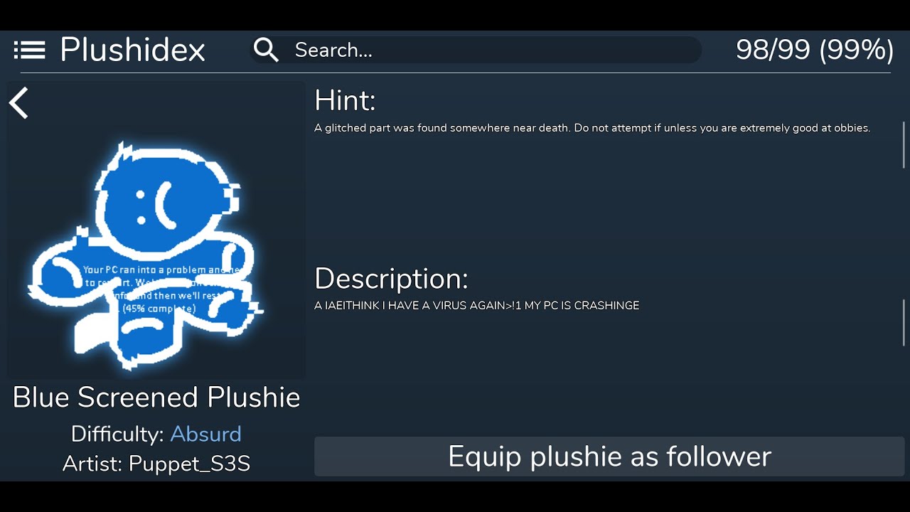 How to get Blue Screened Plushie - ROBLOX Find The Plushies - YouTube