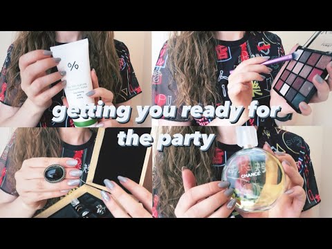 ASMR PREPARING YOU FOR THE PARTY skin care, makeup, nails, haircut ...