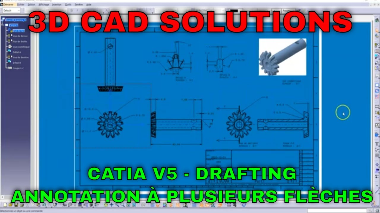 Catia V5 - Drafting - Mise en plan - Ajouter plusieurs flèches à une ...
