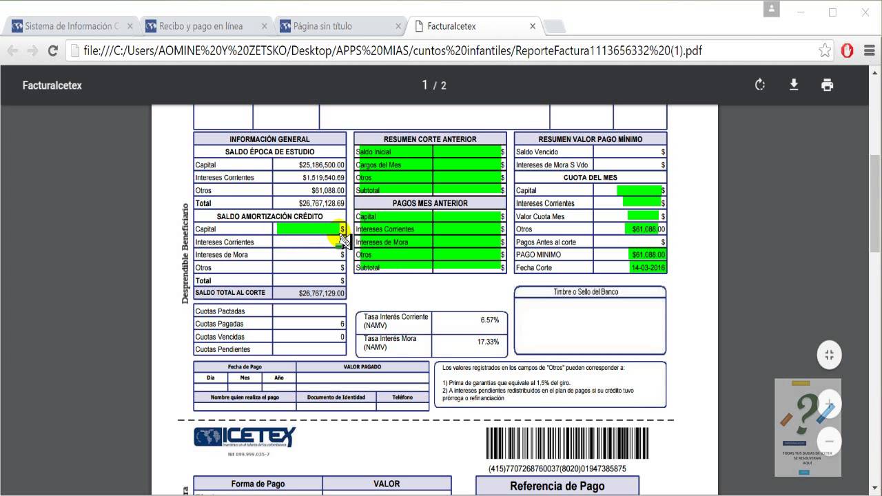 IMPRESION DE RECIBO DE ICETEX Y EXPLICACIÓN - YouTube
