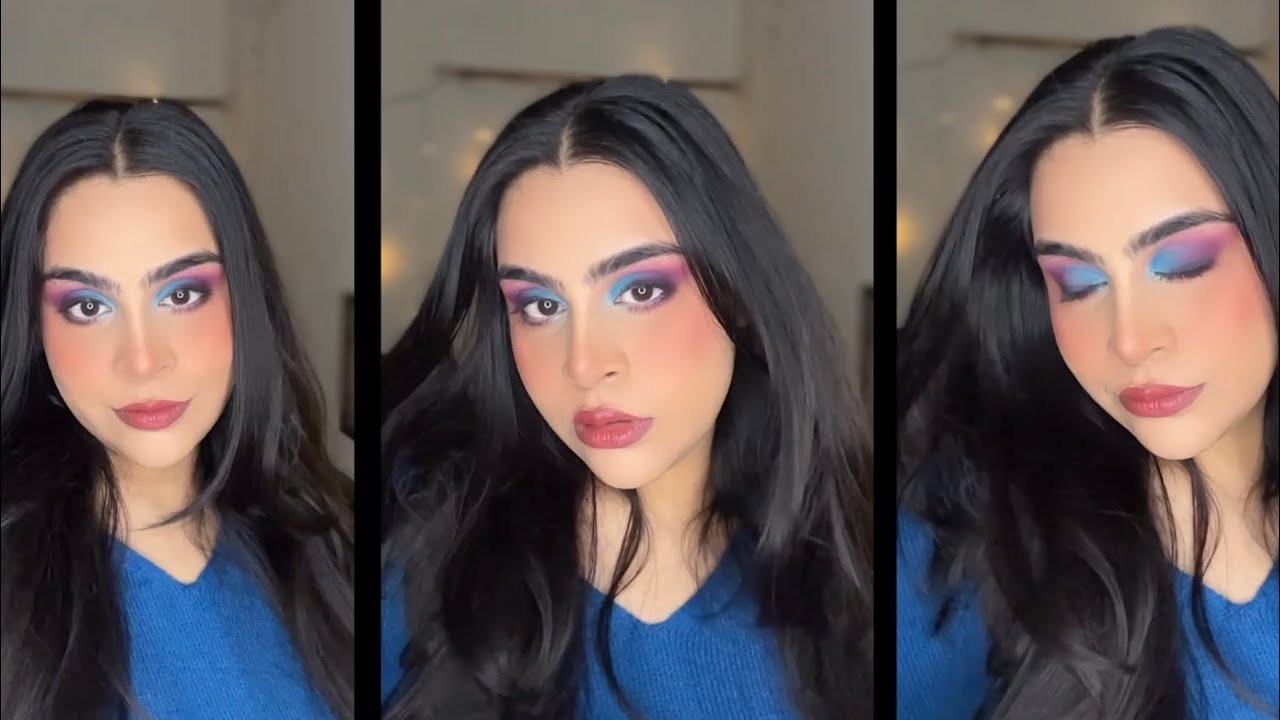 Easy Colourful Eye Makeup + Flawless Base WITHOUT Foundation 😱 # ...