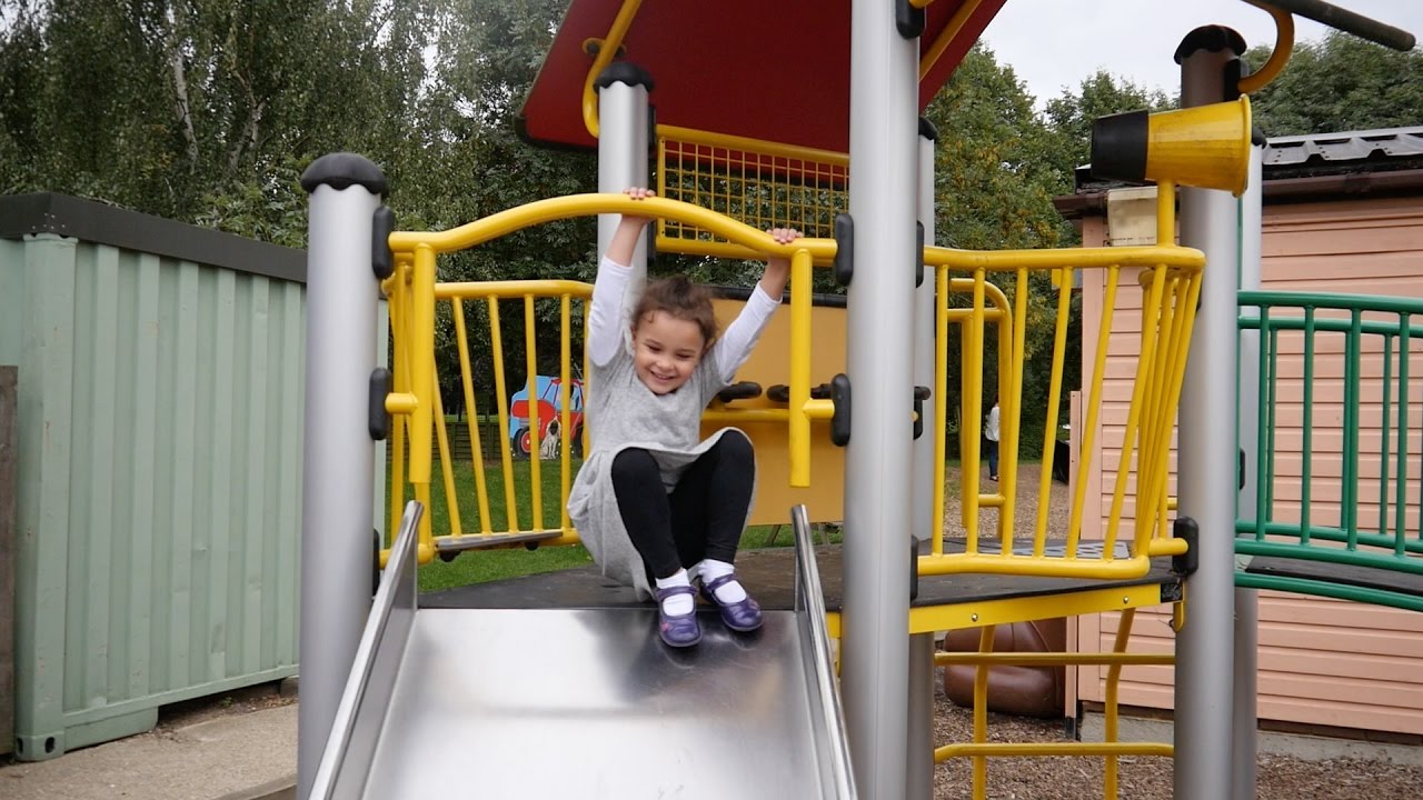 Outside playground fun with Kids: Giant Castle, Slides, Trampoline and ...