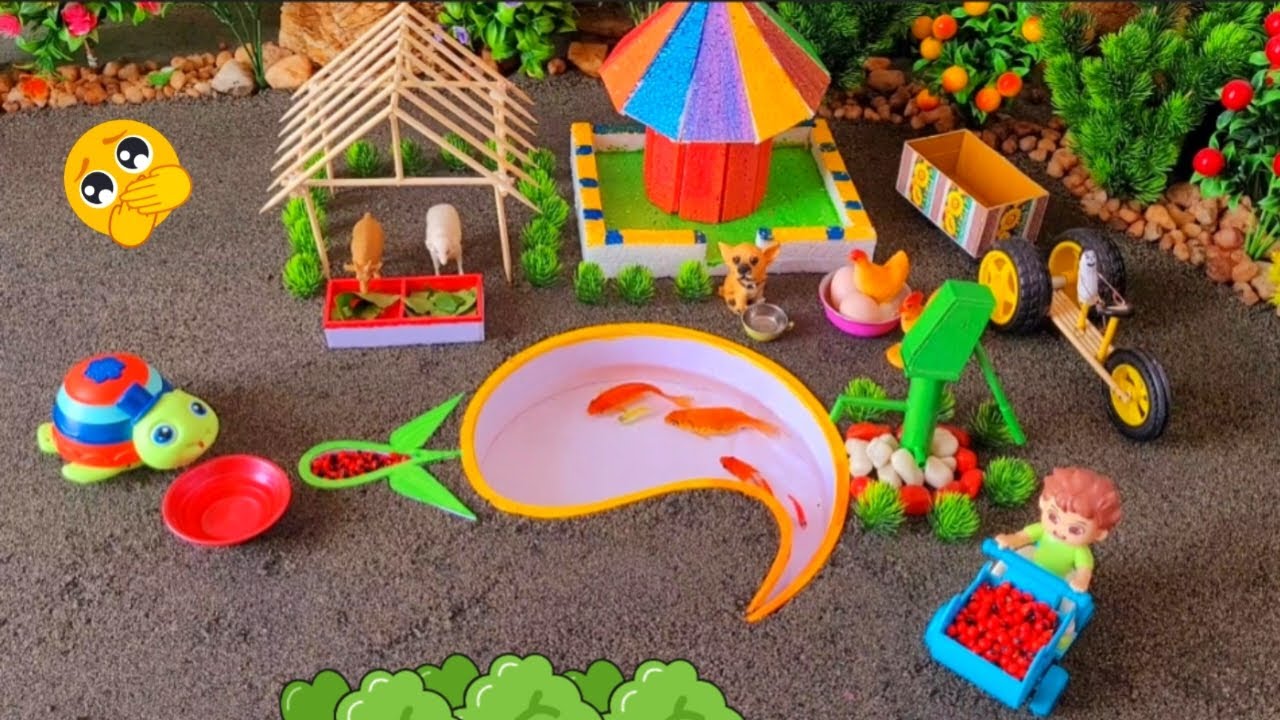 Miniature farm/ how to supply water pool for animals - YouTube