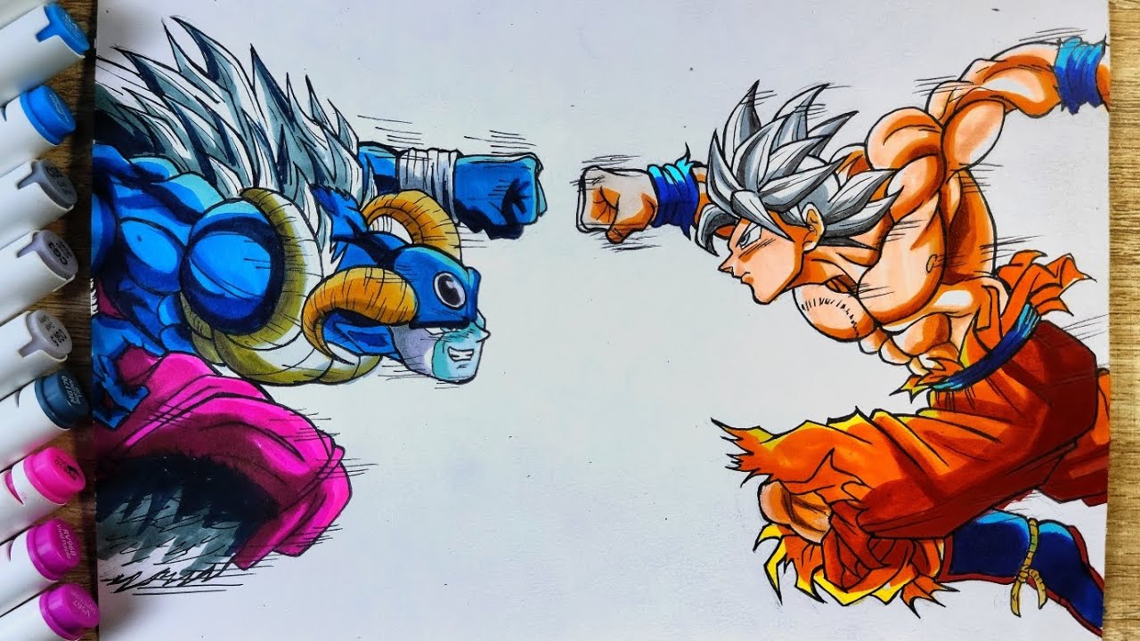How to Draw Goku Mastered Ultra instinct Vs Moro😱Epic Fight Scene ...