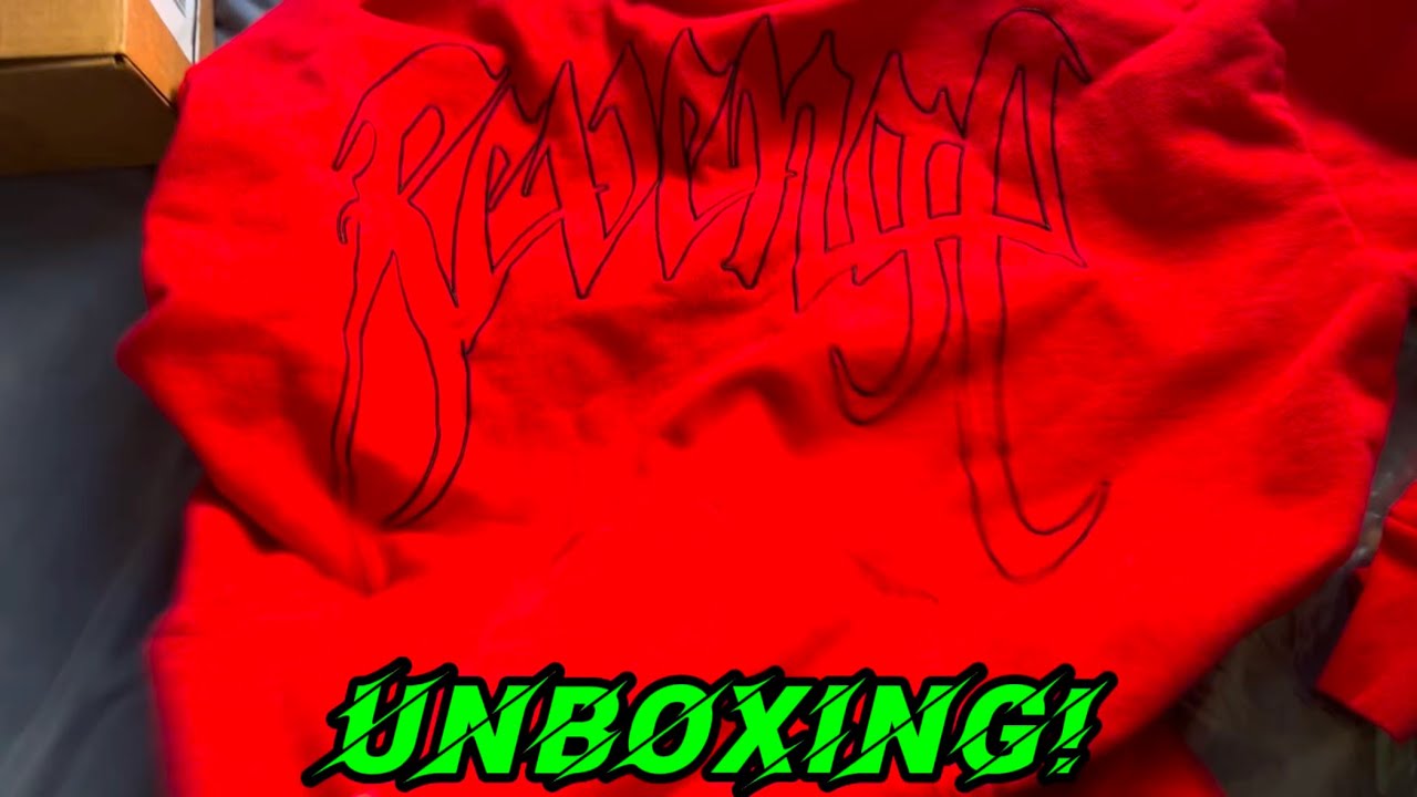 Revenge Red Outline Embroidered Hoodie UNBOXING! - YouTube
