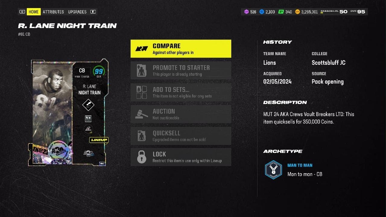 Madden NFL 24 first 99 overall........ NIGHT TRAIN LANE 60/60 playoff ...