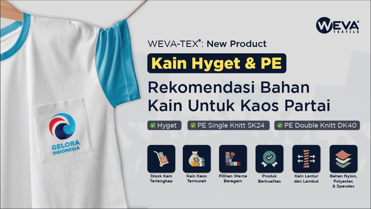 Review Kain bahan kaos partai Hyget & PE Polyester SK20 & DK40 #hyget # ...