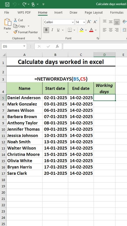 Calculate days worked in excel #exceltutorial #exceltips #exceltricks #excel - YouTube