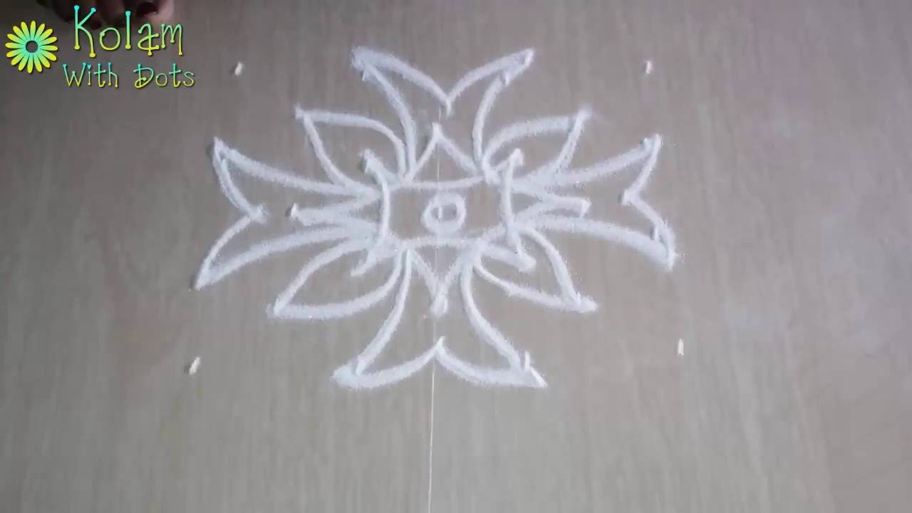 Simple iduku pulli 4 to 4 kolam design - muggulu video tutorial! - YouTube