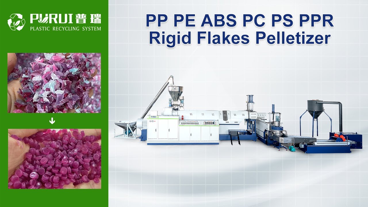 PP PE ABS PC PS PPR Rigid Flakes Pelletizer, Single Screw Vertical Dir ...