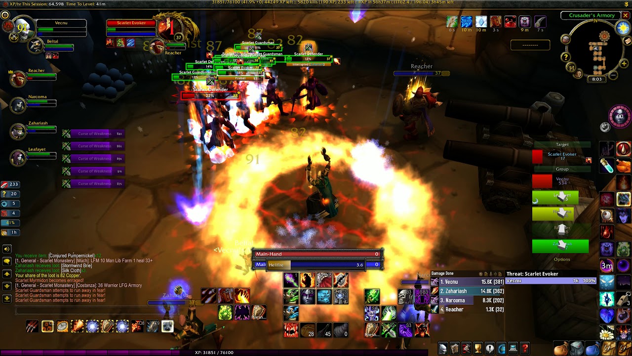 WoW Classic spell cleave SM:Armory 60k exp/h - YouTube