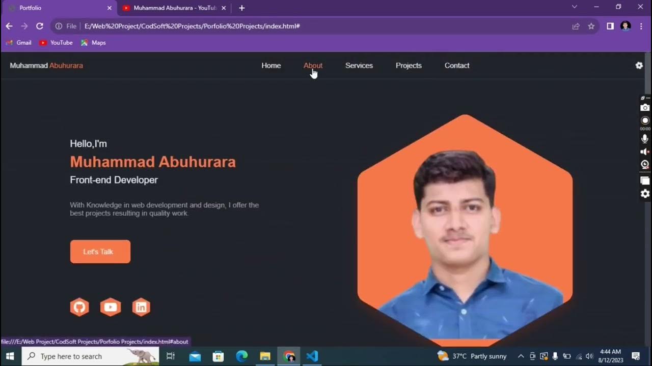 Responsive Portfolio website using HTML,CSS and JAVA SCRIPT - YouTube