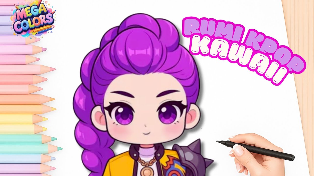 🎨 Cómo Dibujar a RUMI 🎤💜 Guerreras Kpop Demon Hunter | Kawaii | Dibujo ...