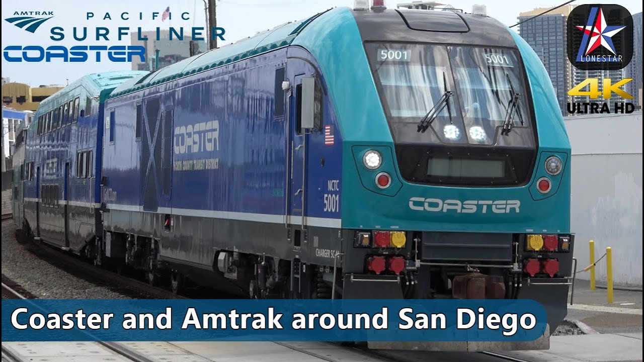 [4K] Amtrak and Coaster Trains around San Diego | Coaster | Amtrak ...
