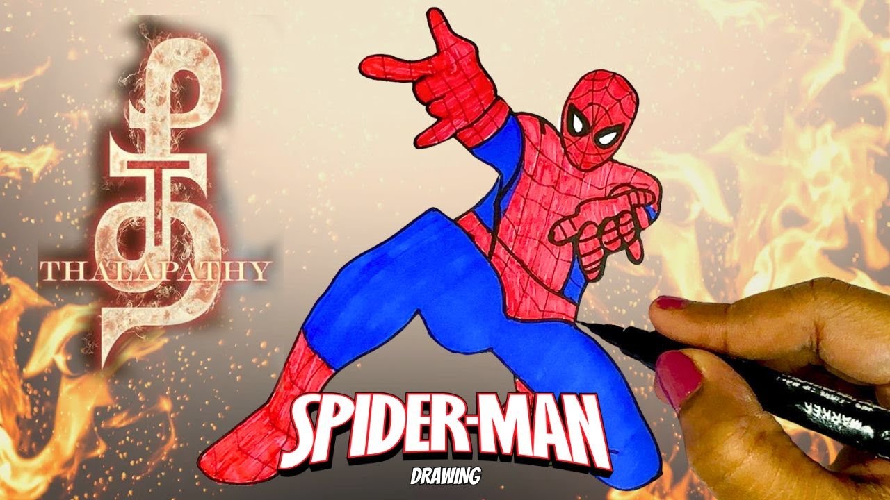 Spiderman Drawing and Coloring | Thee Thalapathy | Thalapathy Vijay ...