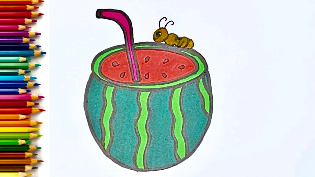 How to draw easy watermelon for kids 🍉 . Easy drawing for kids . Step ...