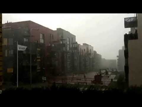 Powerful storm, heavy wind battery Vilnius area