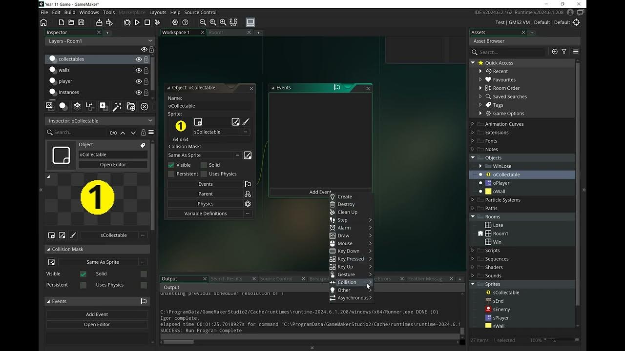9 Vocational IT GameMaker Studio 2 DND Creating the collectable object - YouTube