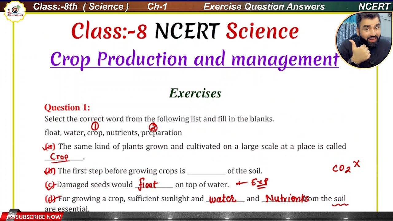 Class 8 Science Ch 1 | Crop Production & Management | NCERT Solutions ...