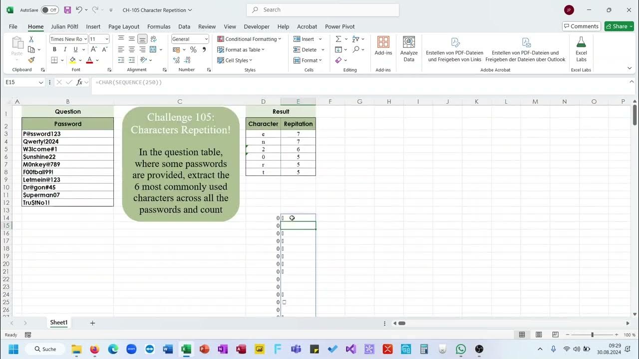 Character Repetition - Every Other Day Excel and Power Query Challenge No. 105 by Omid - YouTube
