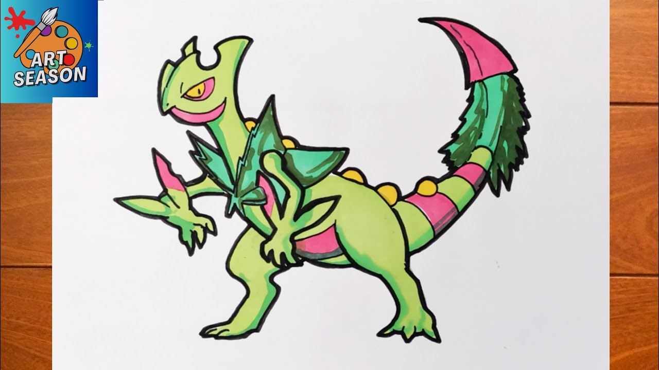 How to Draw Pokemon Mega Sceptile - YouTube