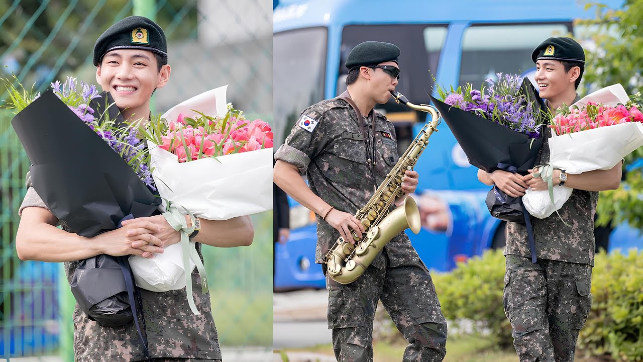 LIVE BTS V AND RM GO HOME! BTS V AND RM'S LAST CEREMONY AT THE MILITARY ...