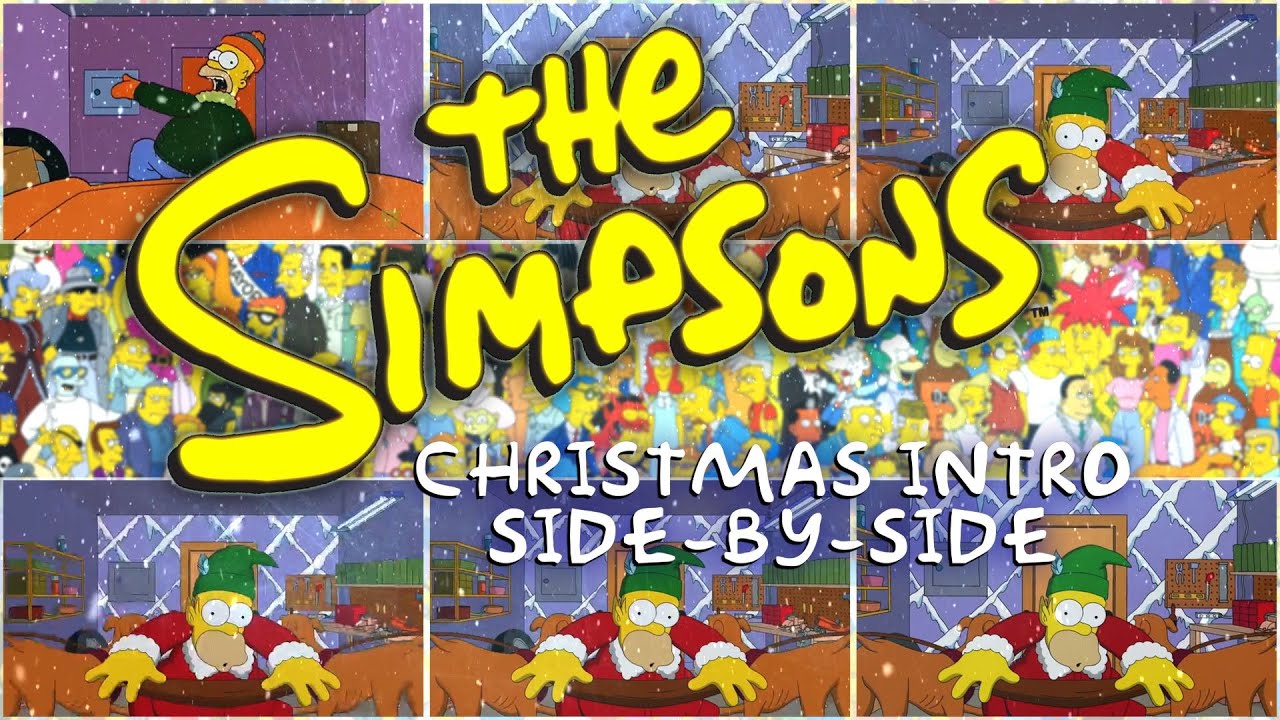 The Simpsons - Every Christmas Opening Side-By-Side - YouTube