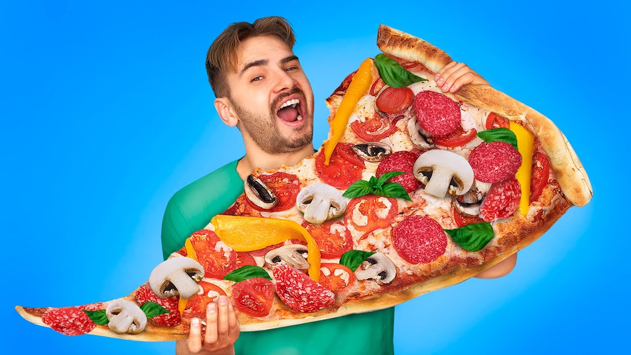Membuat Pizza Raksasa / 4 Tantangan Makanan Raksasa Buatan Sendiri ...