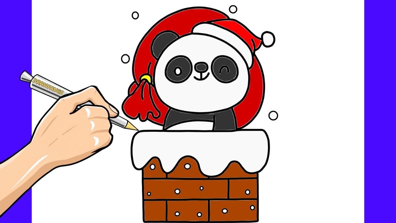 Step-by-Step Santa Panda Drawing | Christmas Panda Drawing Tutorial ...