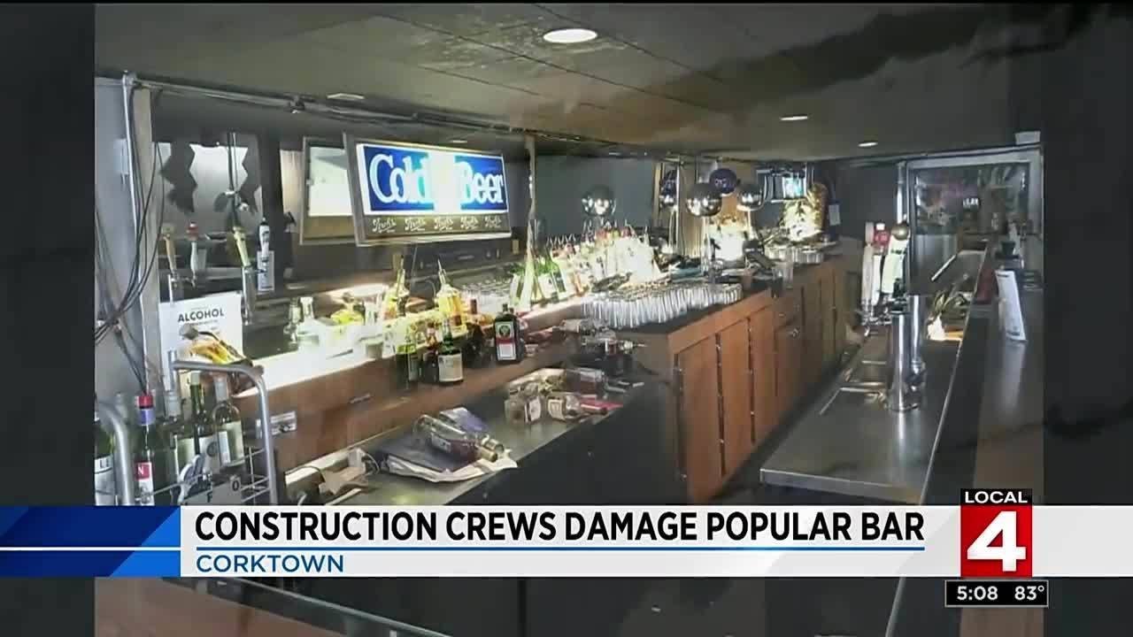 Construction crews damage popular bar - YouTube