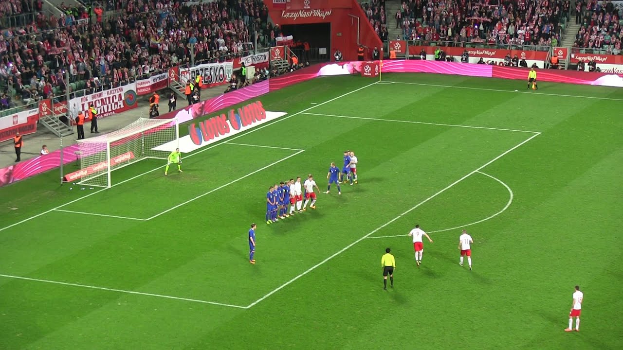 Robert Lewandowski Polska - Finlandia 5:0 rzut wolny - YouTube