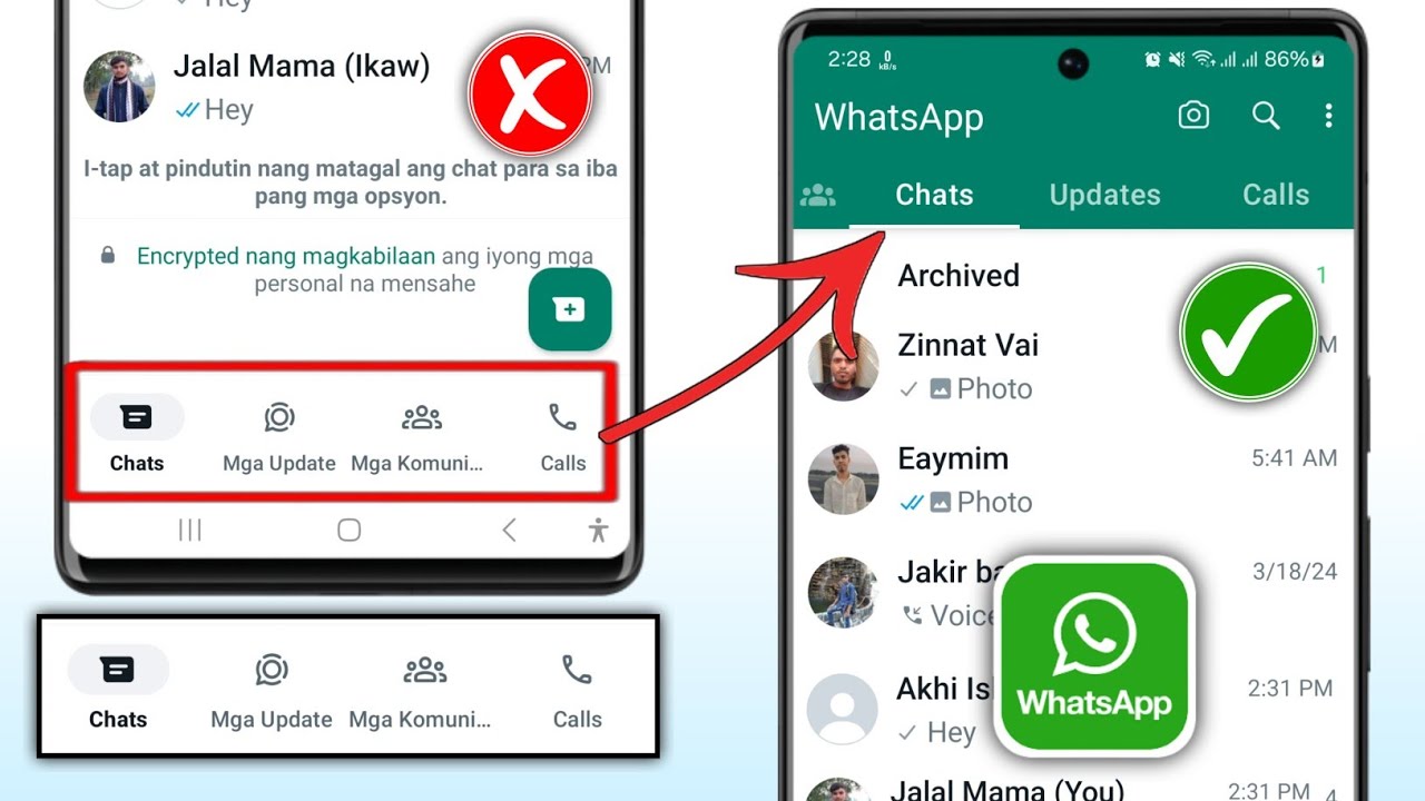 Paano Alisin ang WhatsApp Bottom Navigation Bar (2024) | Baguhin ang ...