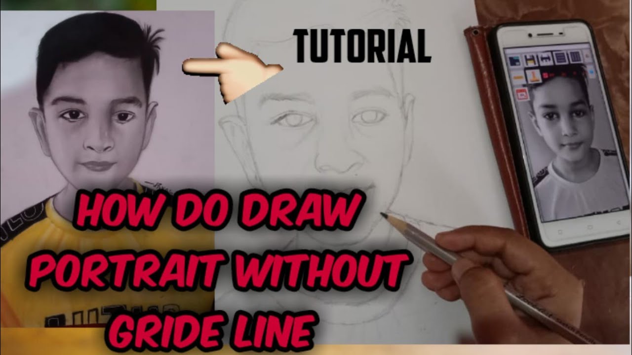 Any portrait draw without gride line easy steps Tutorial - YouTube