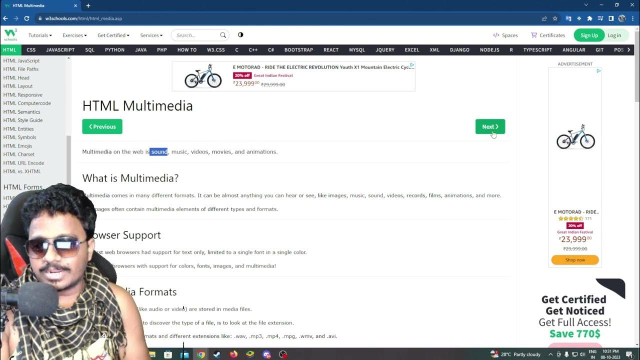 Web Designing Course HTML Media #part17 in telugu W3 Schools Explanation - YouTube