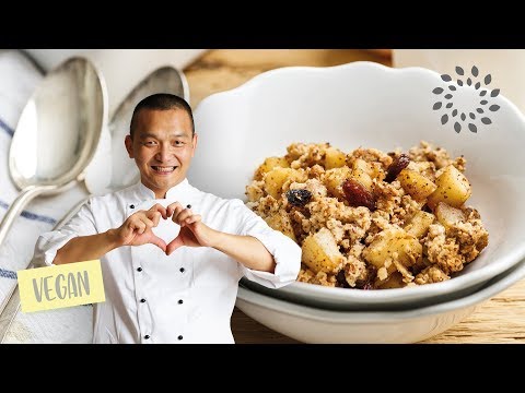 Apfel-Crumble mit Haferflocken und Mandeln - glutenfrei und vegan