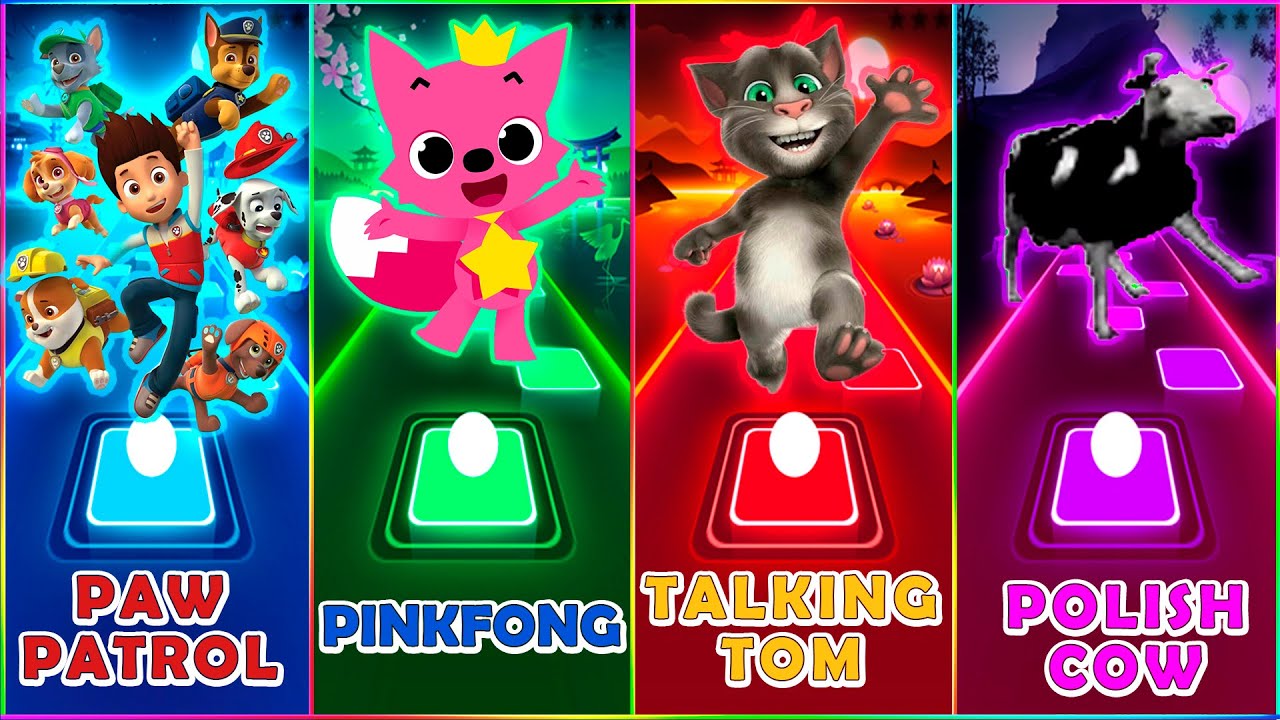 Paw Patrol - Pinkfong - Talking Tom - Polish Cow | Tiles Hop: EDM Rush ...
