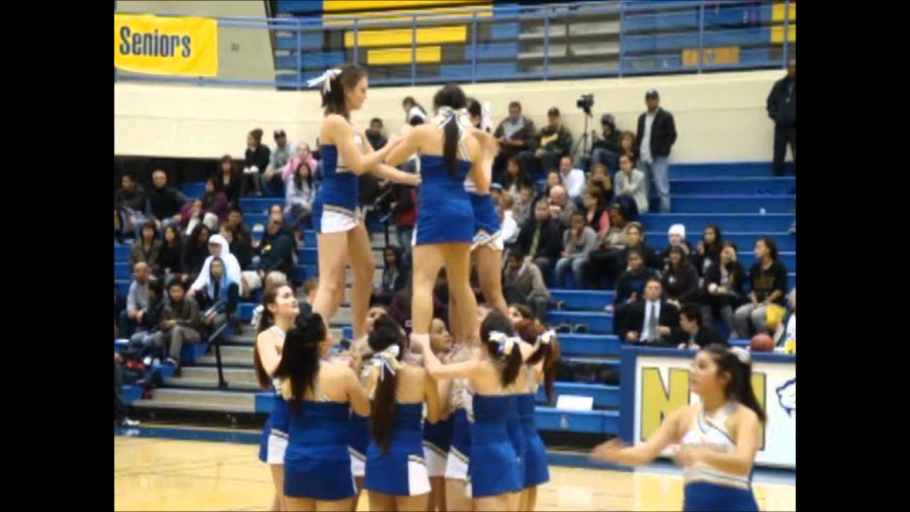 NMHS Varsity Cheer- Split Stunt- 1/6/12 Bball - YouTube
