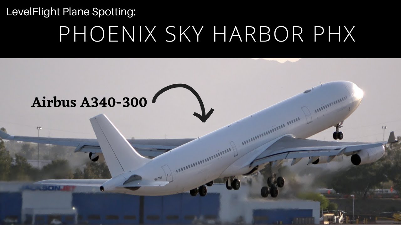 4K Phoenix Sky Harbor PHX Plane Spotting: HiFly A340 And More - YouTube