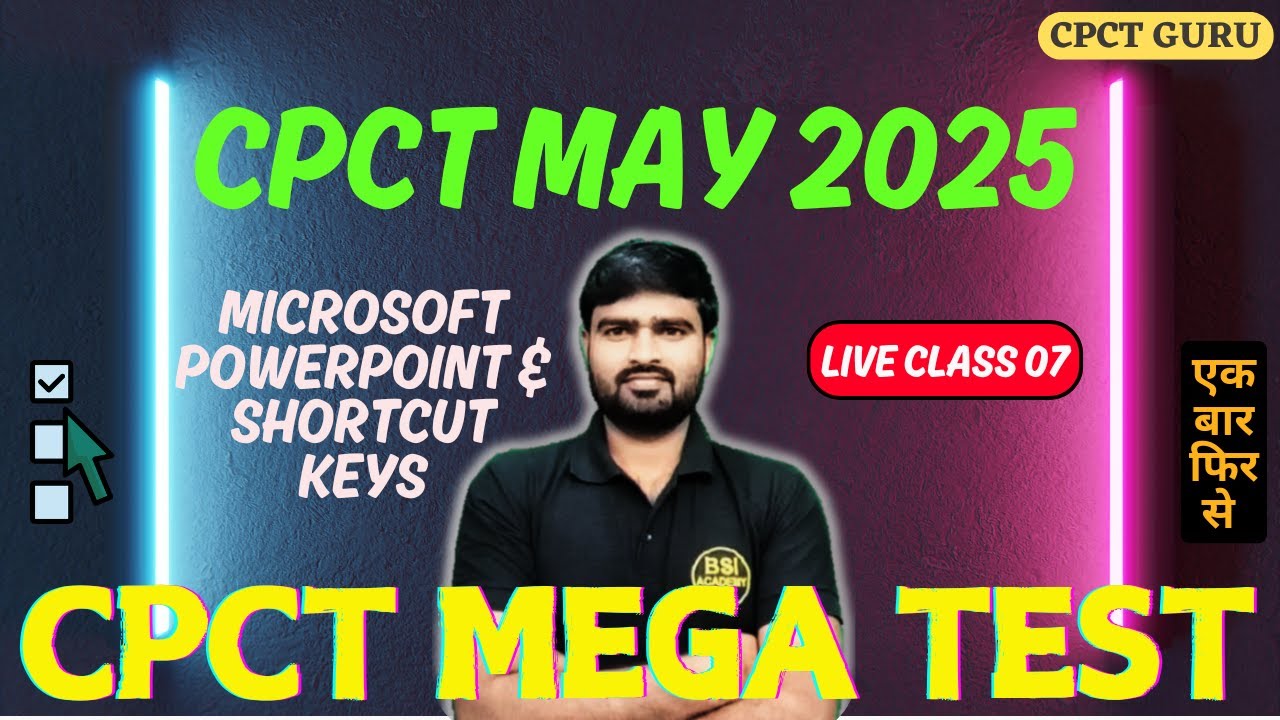 Mega Test - Shortcut Keys, MS PowerPoint | Most Imp MCQs for CPCT ...