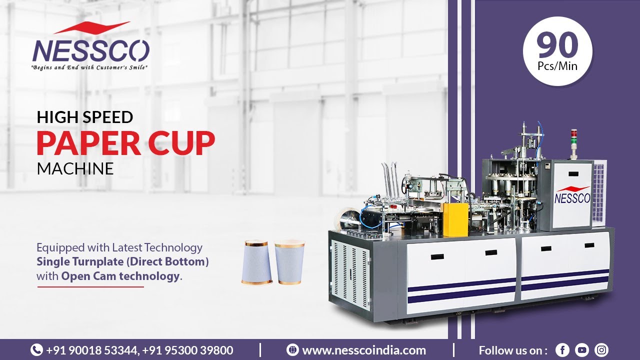 High Speed Paper Cup Machine Speed 90 Pcs/Min. | Nessco - YouTube